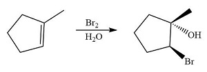 Draw the major product of the reaction of this alkene with bromine ...