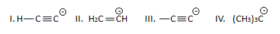 Which of the following anions is the most basic? A. I B. II C. III D ...