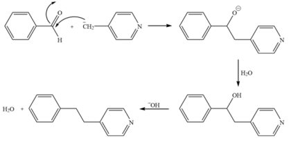 4-Methylpyridine reacts with benzaldehyde (C6H5CHO) in the presence of ...