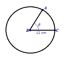 What is the approximate area of sector ABC with central angle \theta ...