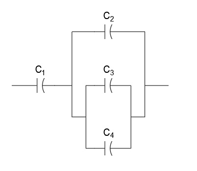Consider the following combination of capacitors with capacitance of 2.00 microFarads for each ...