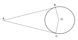 In the circle diagram, AB and AC are half-tangents, radius OB = 20.0 cm ...
