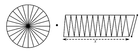 The diagram shows a circle with a radius of 8 divided into 24 congruent ...