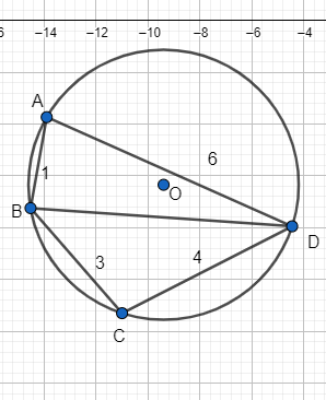 ABCD is a quadrilateral inscribed in a circle with AB = 1, BC = 3, CD ...