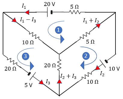 Determine the current in each resistor of the circuit below. | Study.com