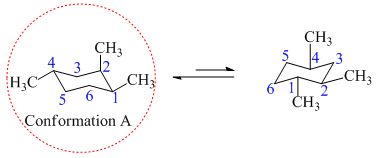 A chair conformation of compound A is shown: [{Image src ...