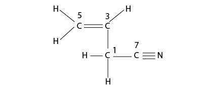 Some of the atoms in the following diagram of allylcyanide have been ...