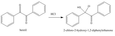 What is the product when benzil is reacted with HCl? | Homework.Study.com
