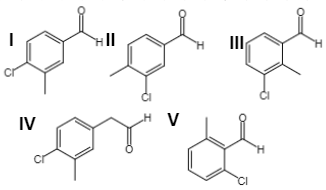 What is the correct structure for 4-chloro-3-methylbenzaldehyde? a) I b ...