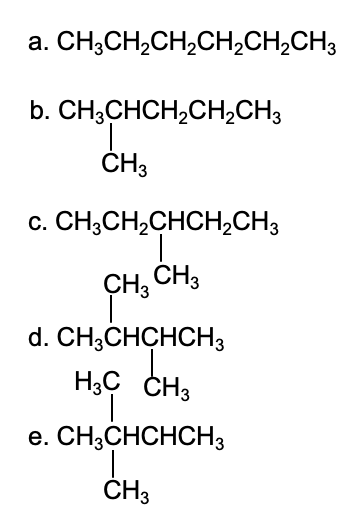 Draw the condensed structural formulas and write the IUPAC names for ...