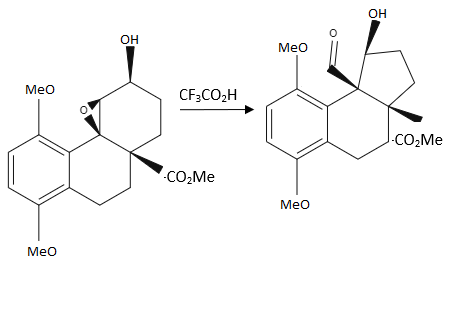 Draw the mechanism for the reaction MeO MeO OH CO_2Me CF_3CO_2H ...