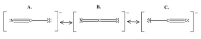 1. Add formal charges to each resonance form of NCO^{-} below. 2. Based ...