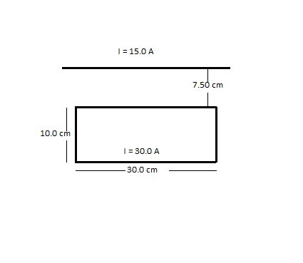 Shows a long straight wire near a rectangular current loop. What is the ...