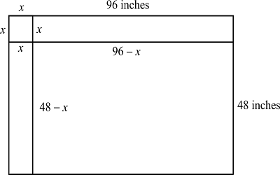 The width and the length of a rectangular piece of plywood are 4 feet ...