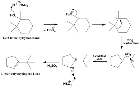Dehydration of 1,2,2-trimethylcyclohexanol with H_2SO_4 affords 1-tert ...
