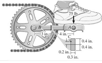 The pedal crank for a bicycle has the cross-section shown. If it is ...