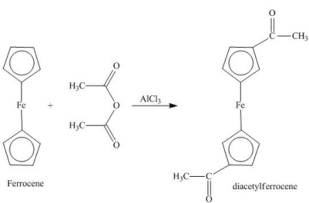 Draw the structure of the diacetylferrocene you would obtain if ...