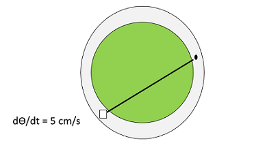 A toy car is running on a circular race track. The circular track has a ...