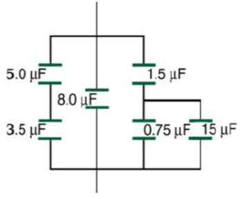 Find the total capacitance in micro farads of the combination of ...