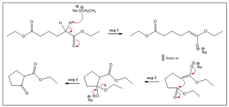 Select the structure of the for the following Dieckman reaction (assume ...
