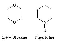 Following are structural formulas for 1,4-dioxane and piperidine. 1,4 ...