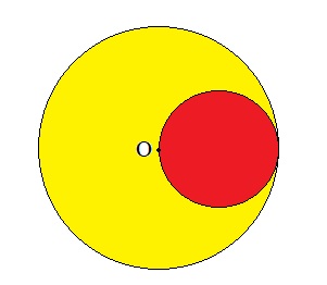 In the figure, a small disk of radius r = 4.00 cm has been glued to the ...