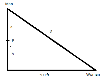 A man starts walking north at 2 ft/s from P. Five minutes later a woman ...