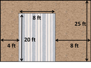 The height of a wall is 25 feet and an 8 times 20 rectangular door is ...