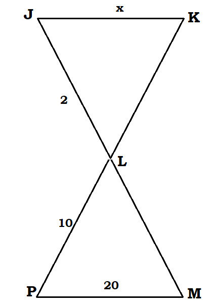 As shown in the figure, triangles JKL and PML are similar. Find the ...