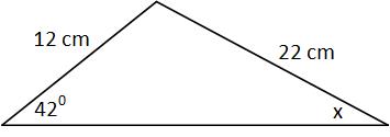 Find x. Hint: Law of sines: (sin A)/a = (sin B)/b = (sin C)/c. (Round ...