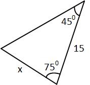 Use Law of Sines to find the value of x. | Homework.Study.com