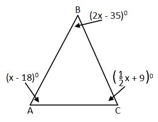 Find the measure of each angle in triangle ABC. The measure of angles A ...