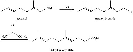How might you convert geraniol into either ethyl geranylacetate or ...