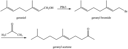 How might you convert geraniol into either ethyl geranylacetate or ...