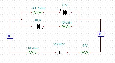 a) Calculate the current through the 16 ohm resistor. b) Calculate the ...
