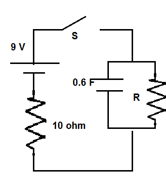 Consider R = 12 ohms. The switch is closed from t = infinity until is ...