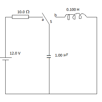 The switch in the circuit shown in the figure is first connected to ...