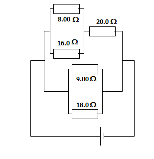 The current in the 8.00 \Omega resistor in the drawing is 0.609 A. Find ...
