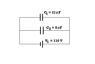 Two capacitors, C_(1) = 21.0 \muF and C_(2) = 8.00\muF are connected in ...