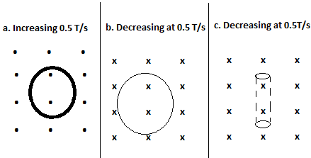 The following figure shows a 10 cm diameter loop in three different ...