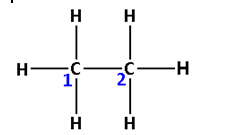 Draw structure and show all different types of proton for Ethane ...
