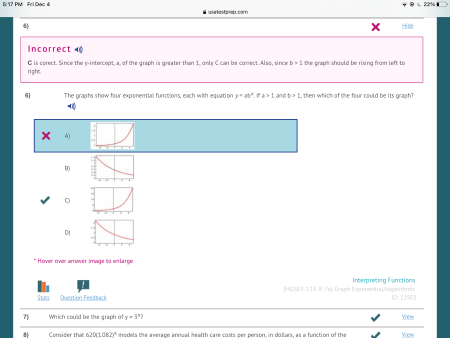 Which of the following graphs show an exponential function of the form ...