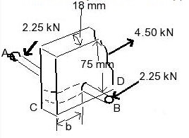 A 12 mm diameter steel rod AB is fitted to a round hole near end C of ...