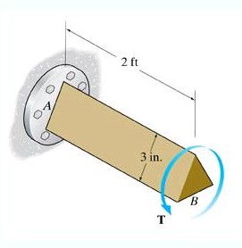 The shaft has an equilateral triangle cross section and is made from an ...