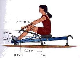 The woman exercises on the rowing machine. If she exerts a holding ...