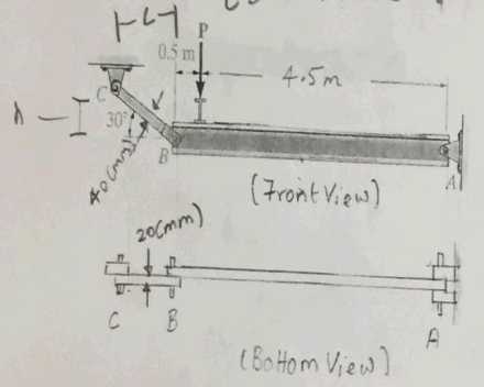 In the structure, 20 mm diameter pins are used at A and 30 mm pins are ...