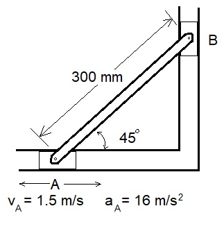 The slider block A has the velocity and deceleration shown. Determine ...