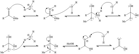 Show a reaction mechanism with all steps and all electron pushing ...
