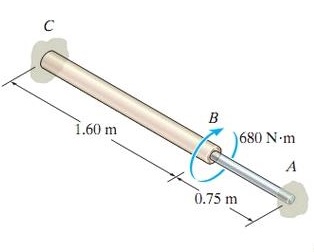 A rod is made from two segments: AB is steel and BC is brass. It is ...