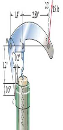 A 15-lb force is applied to the handle OAB of the cork puller ...